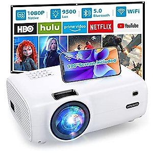 Projector with WiFi and Bluetooth, Upgrade 1080P Native Portable Projector Support 4K and 300", Outdoor Movie Projector for Phone, PC, TV Stick