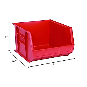 QUANTUM STORAGE SYSTEMS K-QUS270RD-1 Ultra-Stack and Hang Bins, 18" x 16-1/2" x 11", Red