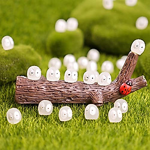 100Pcs Glow in The Dark Little Briquettes Elves Garden Miniatures Accessories Luminous Forest Elves Resin Fairy Garden Micro Landscape Doll Accessories for Gnomes Garden Outdoor Patio Lawn Yard Decor