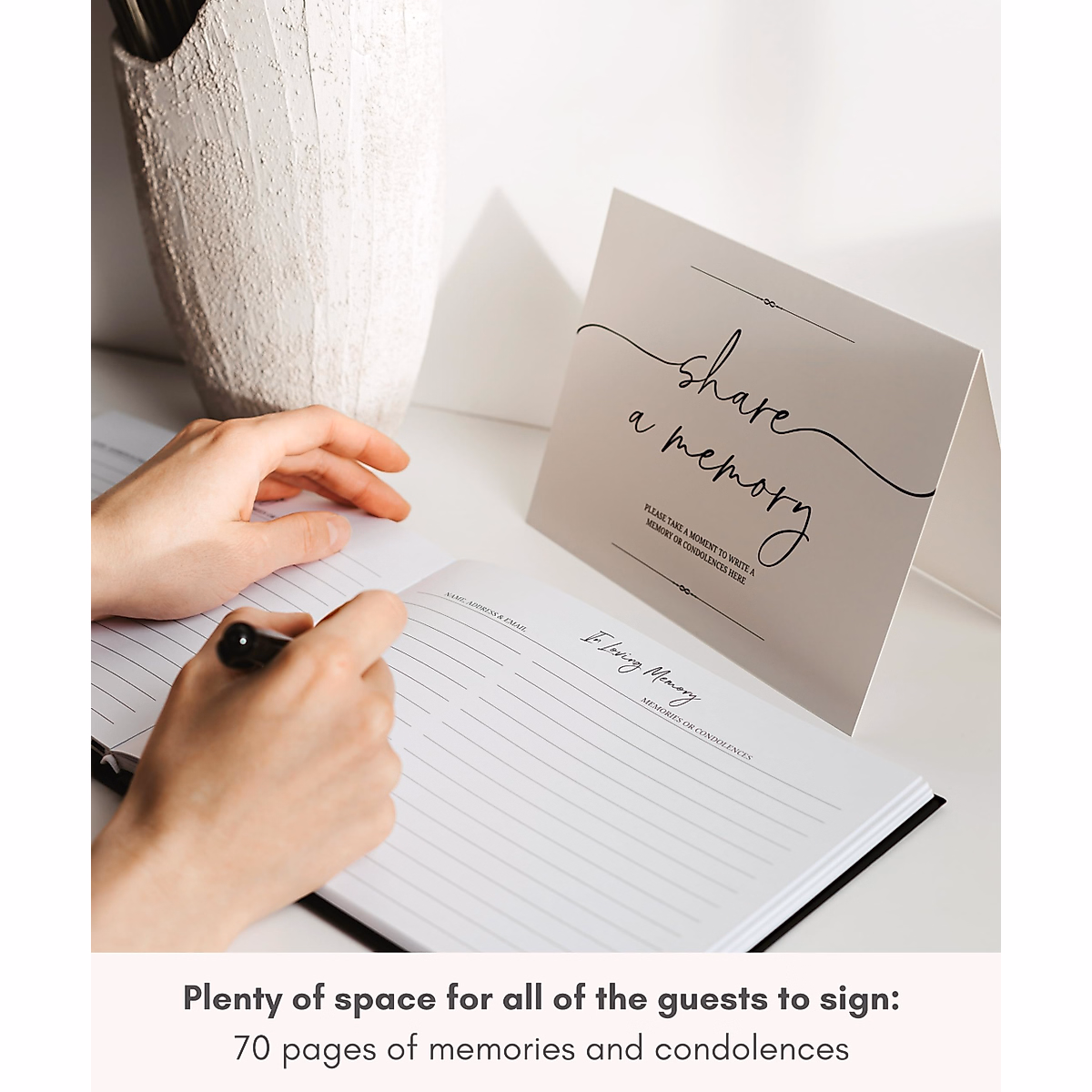 Lamare Funeral Guest Book for Memorial Service - in Loving Memory Funeral Guest Book | Celebration of Life Guest Book with Memory Table Sign & Back Pocket - Guest Sign in Book for Funeral Service