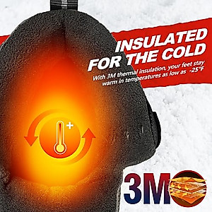 R CORD Mens Winter Boots Waterproof Insulated Snow Boots for Men Winter Boots for Men Insulated Winter Hiking Boots High Traction Black Size 8.5