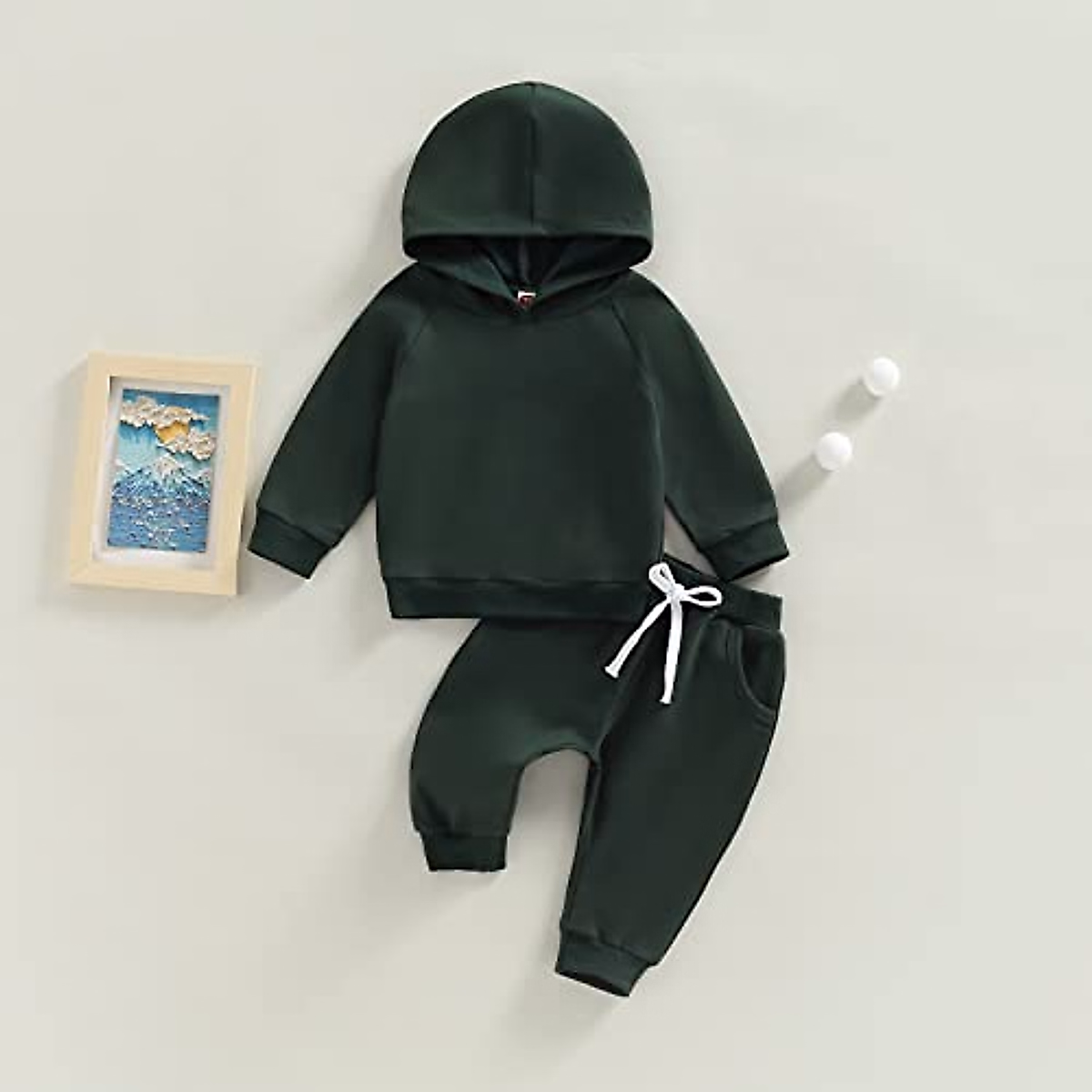 Ledy Champswiin Baby Boy Girl Sweatsuits Sportswear Toddler Kids Solid Color Outfit Hoodie Sweatshirt Tops & Pants Clothes (A1 Olive Green, 12-18 Months)