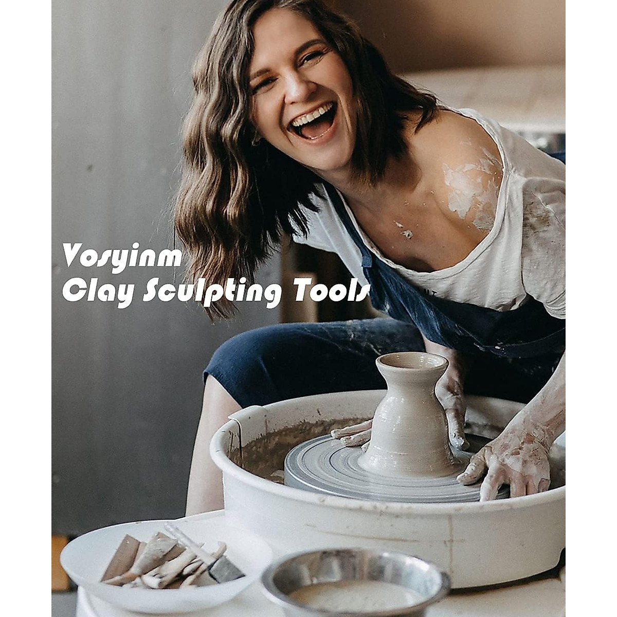 Vosyinm Clay Tools Kit 34 PCS Complete Clay Sculpting Kit,Modeling Clay Tools for Pottery Craft Carving Drawing Dotting Molding,Gifts for Beginners,Pottery Makers