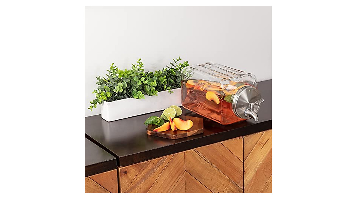 Glass Ice Bucket & Dispenser - Leakproof, Modern Design