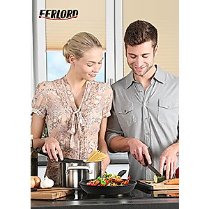 ferlord Nonstick Frying Pan Skillet for Cooking Egg Kitchen Cookware with Durable Non Toxic Non-stick Coatings and Stay-Cool Handle, 12 Inch PFOA Free Large Chef's Omelette Camping Pan