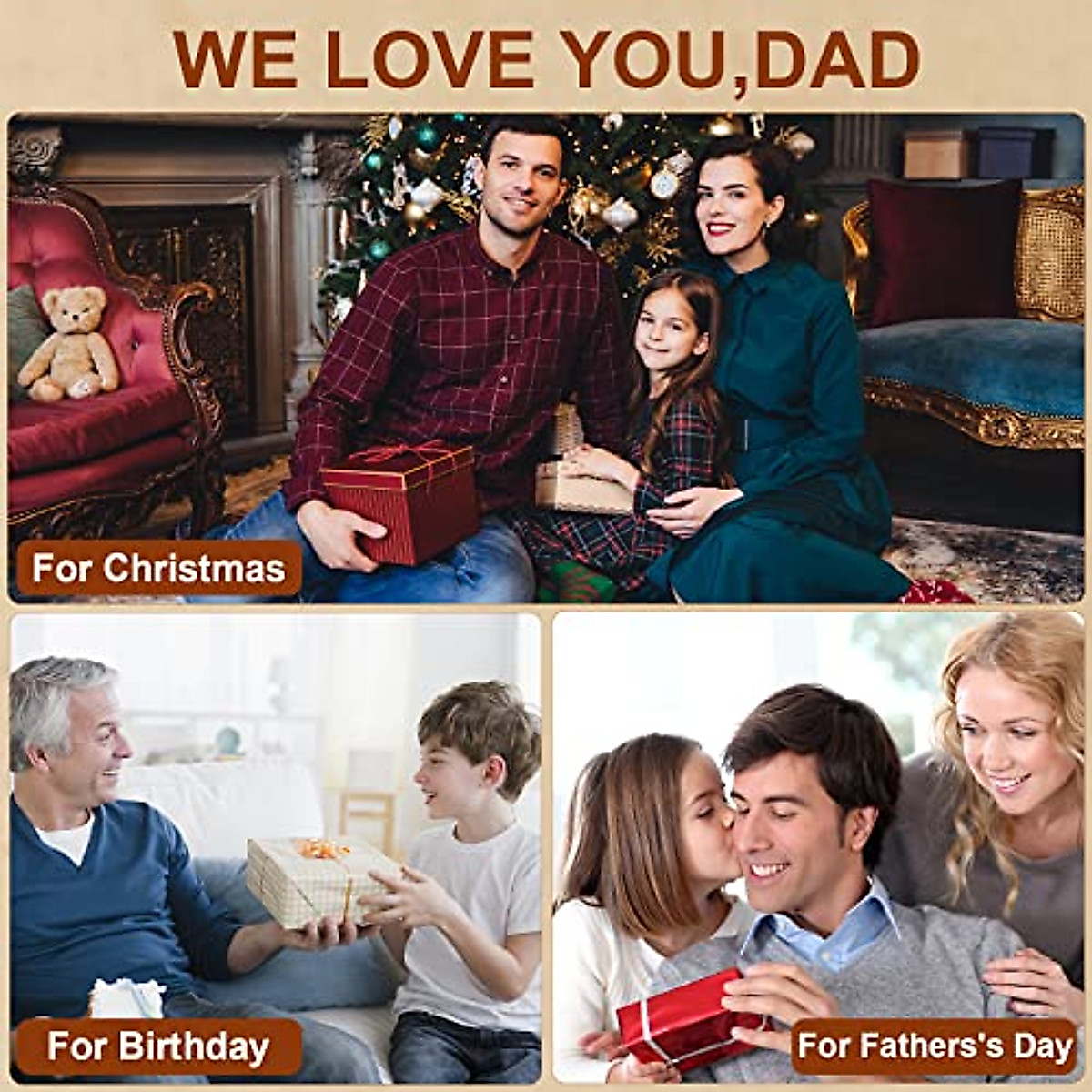 Gifts for Dad, World's Best Dad Ever Leather Valet Tray, Birthday Gifts for Dad Stepdad Men, Christmas Stocking Stuffers for Dad from Kids Daughter Son, Nightstand Organizer for Dad Presents, Brown