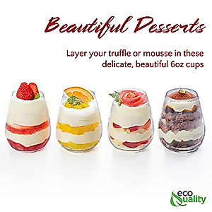 EcoQuality 6 oz Mini Stemless Clear Plastic Wine Glass, Unbreakable Elegant and Reusable Wine Tumbler for Wine Tasting, For Indoor or Poolside Party (8)