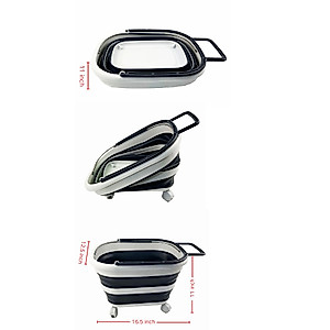 SAMMART 17L (4.5 gallons) Collapsible Plastic Basket with Wheels and Handle-Foldable Pop Up Storage Tub/Organizer with Wheels-Portable Washing Tub-pop up Saving (Grey/Slate Grey)