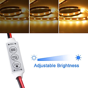 MEIRIYFA Mini LED Dimmer Controller 12V -24V LED Strip Dimmer Single Color Controller Brightness Dimmer 3 Keys for 3528 5050 Light (5PCS) (Single Color)