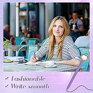 6 Pcs Ballpoint Pen Set Include Crystal Diamond Pen Slim Metal Ballpoint Pens Black Ink Stylus Pen Liquid Sand Pen Retractable Glitter Pen for Office School Gifts Wedding Party Supplies (Purple)