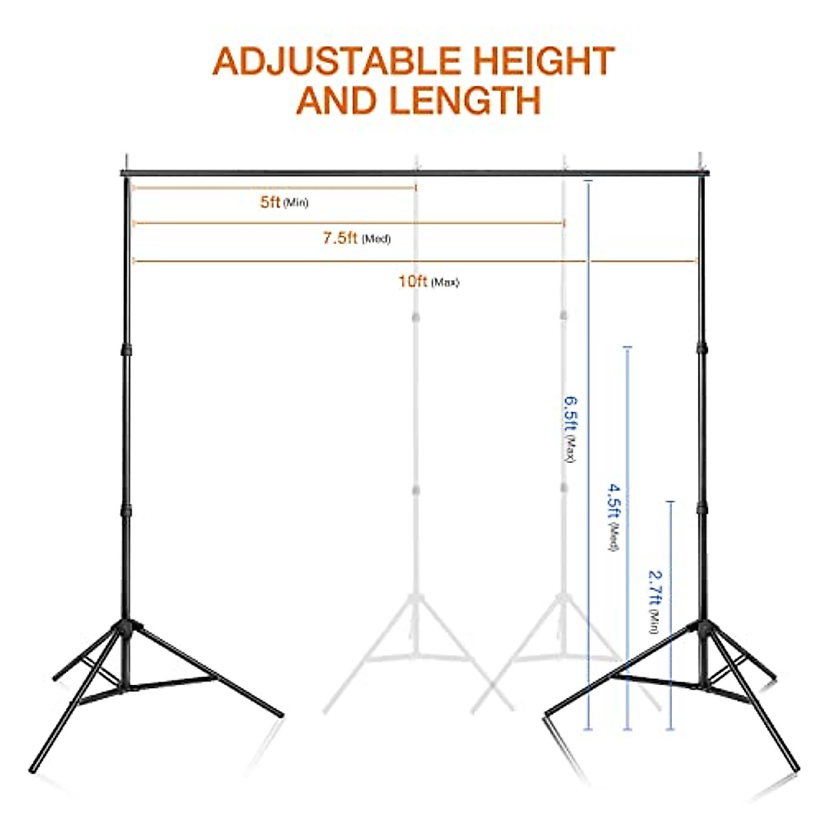 Yesker Photo Video Studio 10ft Adjustable Backdrop Stand, Background Support System Kit with Carry Bag for Photography Studio Parties Wedding