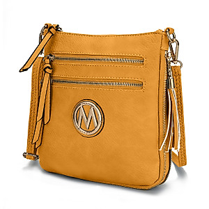 MKF Crossbody Bags for Women, PU Leather Crossover Handbag, Tassels, Small Shoulder Side Messenger Purse Black