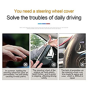 LoyaForba Car Steering Wheel Cover, Breathable Striped Mesh Auto Steering Wheel Protector, Universal Elastic Anti-Slip 15 inch for Men Women, Car Interior Accessories Fit for Most Vehicles (Pink)