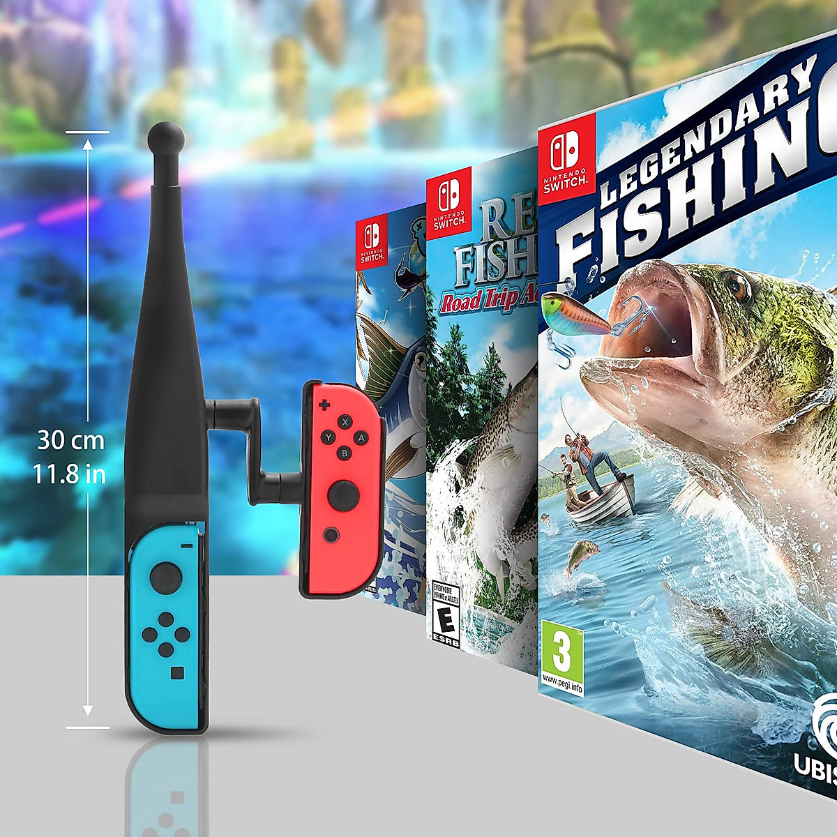 Nintendo Switch Fishing Rod, Fishing Rod Hand Grip for Switch Legendary Fishing, Game Handle Grip Compatible with Nintendo Switch Joycons