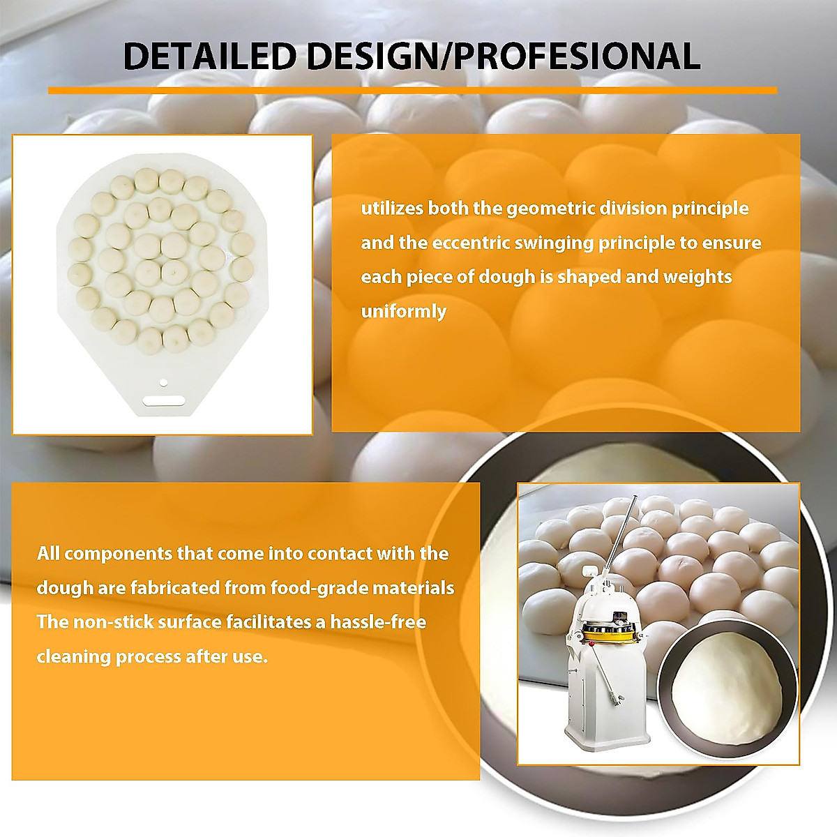 EQCOTWEA Dough Divider Rounder Machine 36Pcs Pastry Dough Dividing Rounding Machine Dough Portioning Rounder Bread Semi-Automatic Dough Separator Splitter Roller Dough Ball Maker Shaper 20g-70g 110V