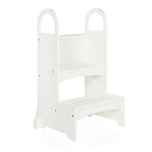 Guidecraft High-Rise Step-Up - White: Two Step Stool with Handles and Safety Non-Slip Treads and Anti-Tip Feet for Kids and Adults- Quality Learning Furniture