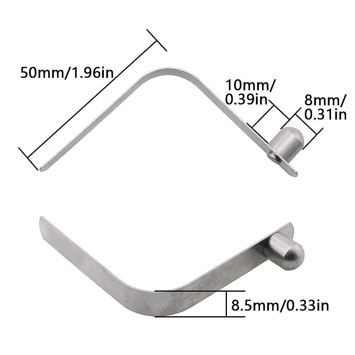 ZRM&E 6pcs 8mm Single Bead Solid Riveting 304 Stainless Steel V-shaped Spring Clips Canoe Paddle Spring Clip Telescopic Folding Tube Hole Positioning Leaf Spring