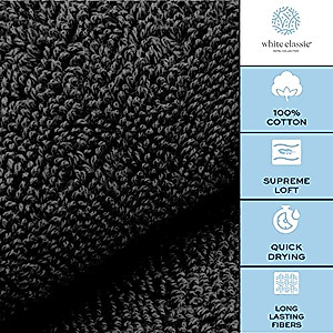 White Classic Luxury Hand Towels | 6 Pack Luxury Cotton Washcloths | 12 Pack Bundle (Gray)