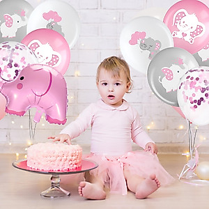 45 Pieces Elephant Balloon 12 Inch Baby Shower Elephant Balloon for Baby Boy Girl Gender Reveal Elephant Animal Themed Birthday Party Supplies Indoor Outdoor Decor (Adorable Style)