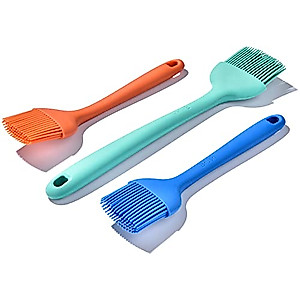 Angled Silicone Pastry Brush: U-Taste 600ºF Heat Resistant Kitchen Basting Cooking Baking Food Rubber Head-Up Baster Brush for Oil Sauce BBQ Butter Grill Meat Egg Bread (2 Small + 1 Large)