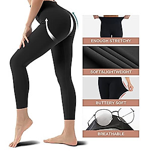 Blisset 3 Pack High Waisted Leggings for Women-Soft Athletic Tummy Control Pants for Running Yoga Workout Reg & Plus Size