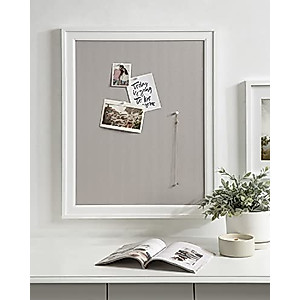 DesignOvation Bosc Framed Gray Linen Fabric Pinboard, 23.5x29.5, White