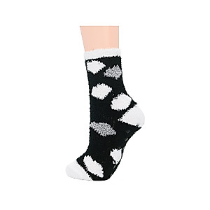 Cosy Encounter Womens Fuzzy Slipper Socks Winter Warm Anti Slip Socks Comfy Thick Thermal Socks Casual Home 5 Pairs White Black One Size, WDCEBS4072SXG5PSN