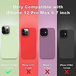 Vooii Compatible with iPhone 12 Pro Max Case, Soft Liquid Silicone Full Body Protective Slim Case with [Anti-Scratch Microfiber Lining] [Camera Protective] [Support Wireless Charging] - Matcha