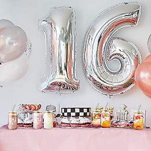 Lallisa 12 Pack Sweet 13/16/18th Gifts for Girls 16 oz Glass Cups with Lids and Straws 13/16/18th Birthday Party Favors for Her 16oz Coffee Glass Cups for Daughter Birthday Gift(Cute 16th Style)