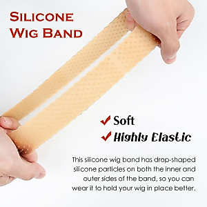 Yuest Silicone Wig Grip Band for Women - 2 Pcs Wig Caps, Secure Hold for Lace Front, Fits 20-24 inch Head Circumference, Ideal for Hair Styling, Hair Accessory for Women (Brown)
