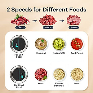 GANIZA Food Processors, Electric Food Chopper with Meat Grinder & Vegetable Chopper - 2 Bowls (8 Cup+8 Cup) with Powerful 450W Copper Motor - Includes 2 Sets of Bi-Level Blades for Baby Food/Meat/Nuts