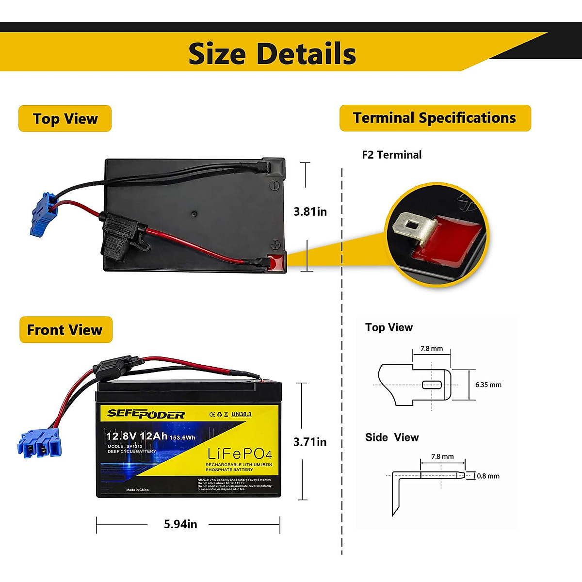 SEFEPODER Replacement Battery Compatible with Peg Perego Ride-On Toys 12-Volt Battery, 12V 12Ah Lifepo4 Lithium Ion Rechargeable Battery for Peg Perego Ride-On Vehicles