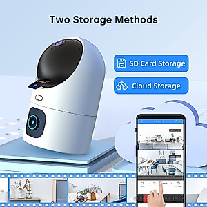JOOAN 5G/2.4G Dual Lens Security Camera Indoor 2Kx2 PTZ Cameras for Home Security WiFi Surveillance Camera Baby Pet One Touch Call Color Night Cloud SD Card Storage 2 Way Audio Motion Detection Alert