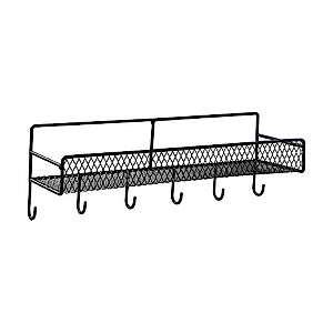 Cabilock 1pc Wrought Iron Storage Mounted Shelves Floating Shelf Wall Mounted Kitchen Wall Rack Shelf Holders Pegs Wall Mount Shelves Wall Mounted Storage Rack Black
