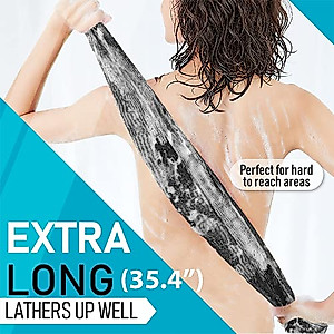 Soft, Medium & Hard (3pc) Exfoliating Washcloth Variety Pack (11.8" X 35.4") Body Wash Nylon Scrub Cloth Back Scrubber Sponge Towel Weave for Bath Shower Beauty Skin Washcloth for Women & Men