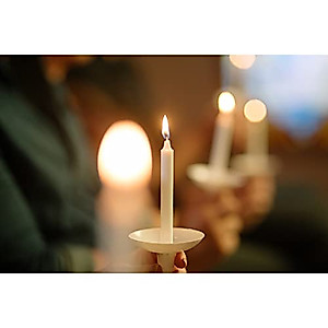 Concordia Supply 4.25" Candlelight Service Candles with Plastic Candle Holders (Set of 100) - Convenient for Memorial Candles, Congregational Candles, Christmas Eve Candles, Shabbat Candles