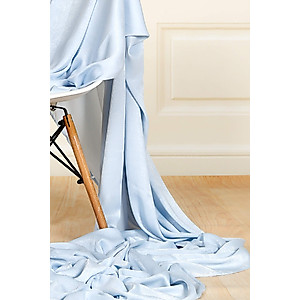 SHERWAY 9.6 Feet x 10 Feet Light Blue Silky Soft Curtain Wedding Backdrop Drapes, Slightly Shiny Satiny Window Curtains for Party Ceremony Decoration