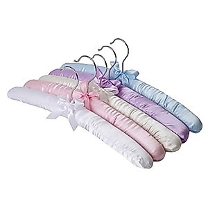 5Pcs Clothing Hangers, Felt Hangers Bride Hanger Padded Hangers Wedding Dress Hanger Anti Slip Fabric Hangers Satin Hangers for Sweaters Dresses Weddings Lingerie, Random Color