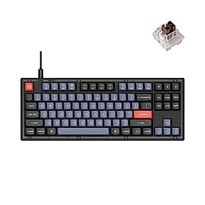 Keychron V3 Wired Custom Mechanical Keyboard, TKL Tenkeyless QMK/VIA Programmable Macro with Hot-swappable Keychron K Pro Brown Switch Compatible with Mac Windows Linux (Frosted Black-Translucent)