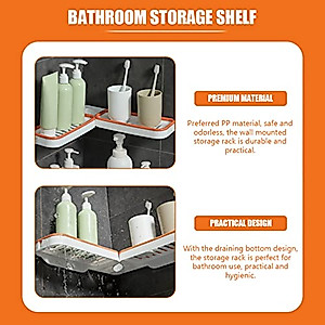 Beaupretty Shampoo Holder Organizer 2Pcs Corner Shower Shelf Shower Caddy Adhesive Bathroom Shelf Kitchen Storage Racks Organizer for Shampoo Conditioner Kitchen Livingroom Wall Mount Shower Rack