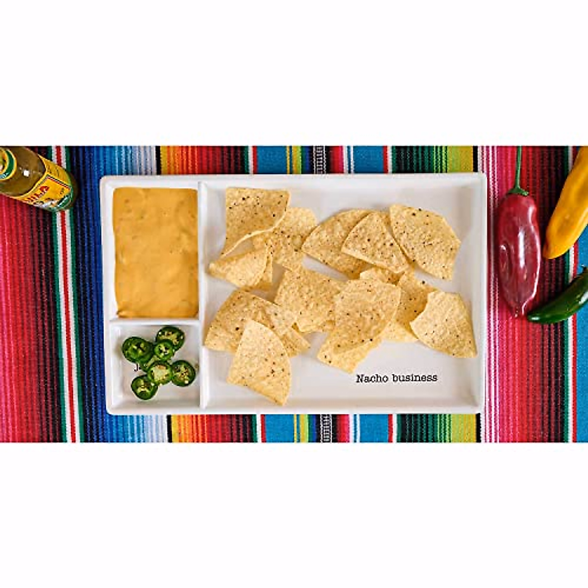 Mud Pie Circa Divided Nacho Platter, White, 9 3/4" x 15 1/2"