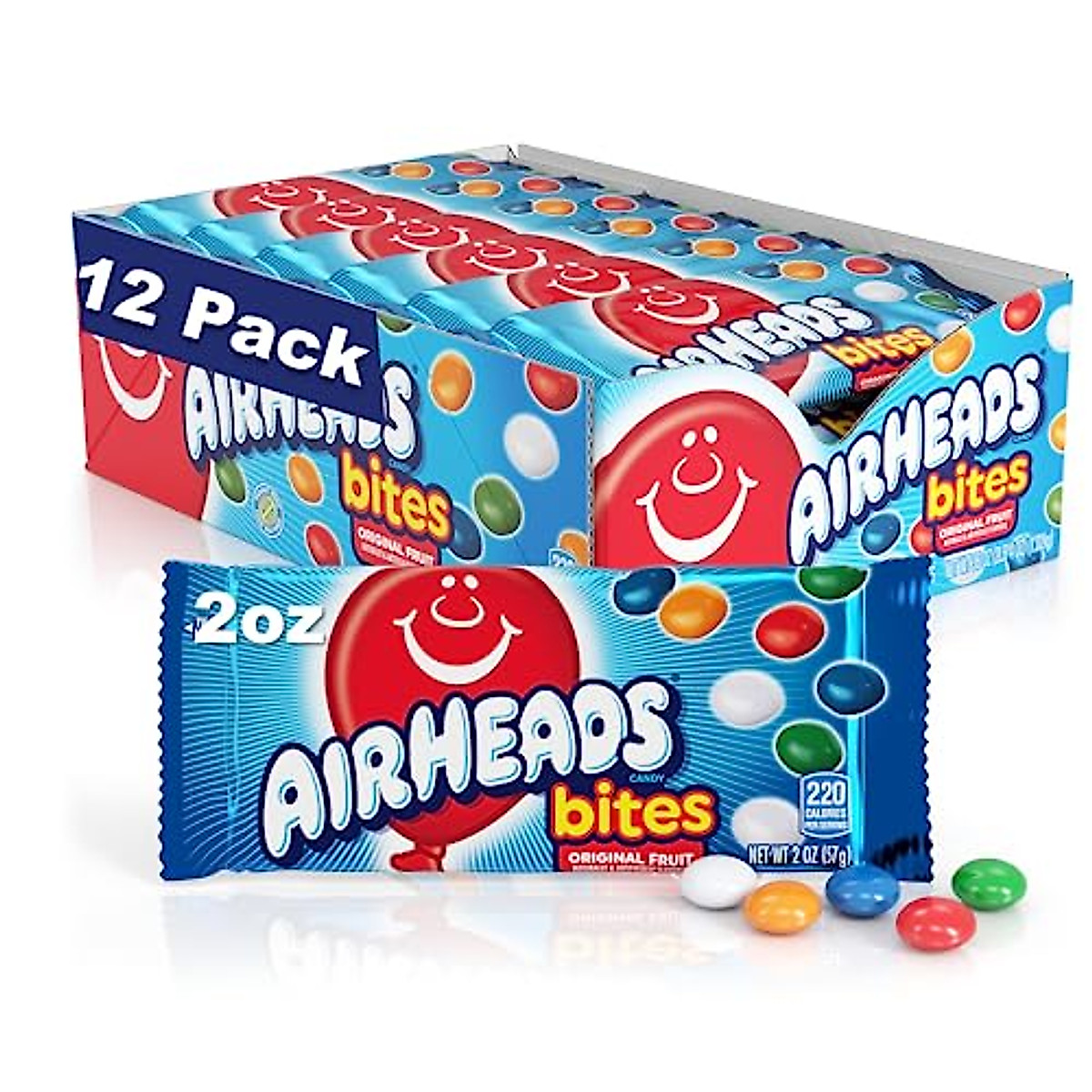 Airheads Candy Bites, Assorted Fruit Flavors, Movie Theater, Party, Concessions, 2oz Packs (Box of 18)