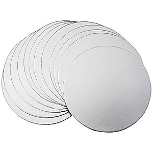 Fox Run 12-Piece Cardboard Scalloped Cake Circle Base, 10 x 10 x 0.25 inches, Silver