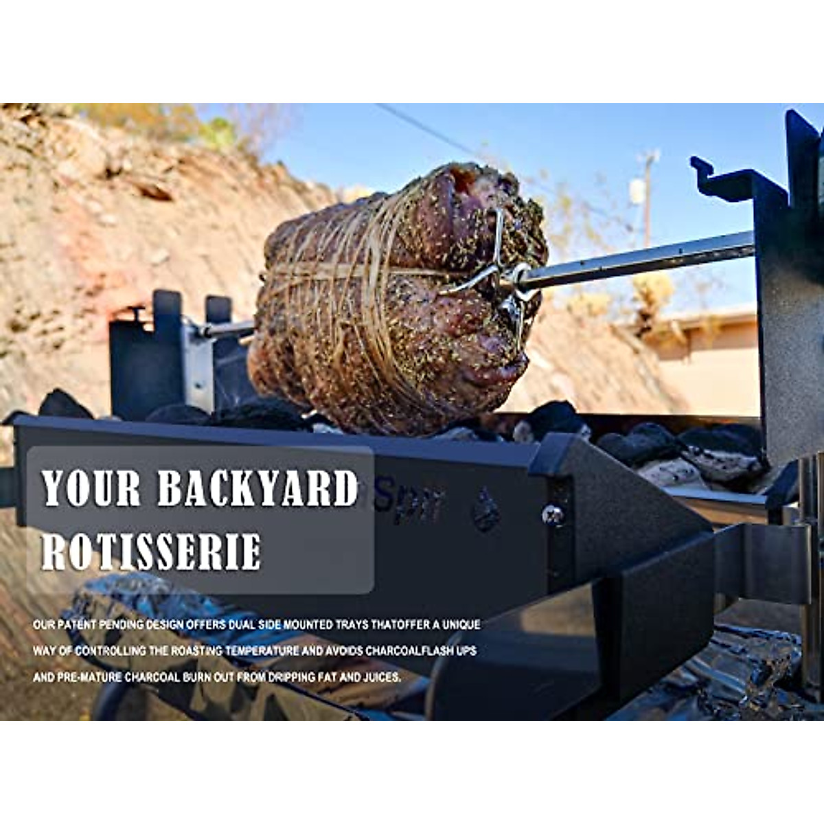 Recoil B-009 PortaSpit Portable Spit Rotisserie BBQ Charcoal Grill