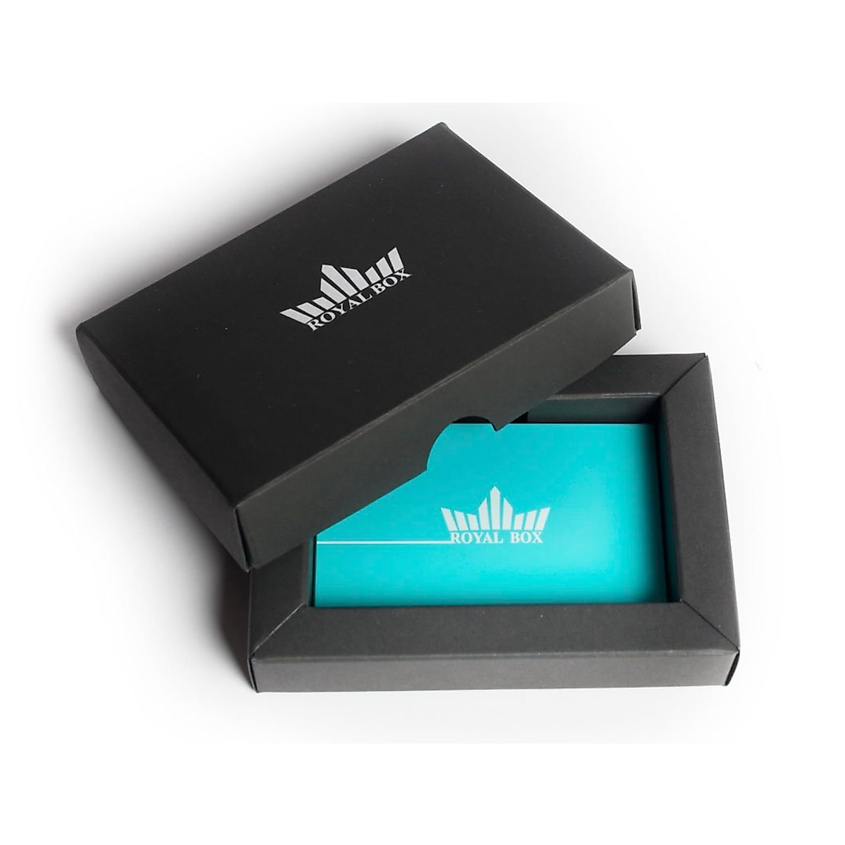 Generic Original Royal Box Turquoise Blue 8 Compartment Snuff Storage Box with Built in 3"" Metal Alloy Straw, Black