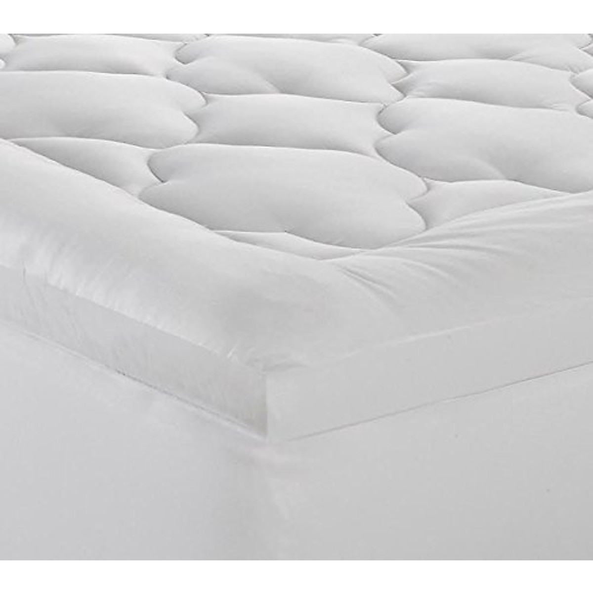 Ella Jayne Home Exquisite Hotel Collection Fluffy Clouds 100% Natural Cotton 300 Thread Count Double Cotton Satin Cover 100% Polyester Mattress Pad, California King Size