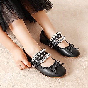 DREAM PAIRS Girls Dress Shoes Fashion Bow Ballerina Flower Girl Ballet Flats SDFL2306K Black 2 Little Kid