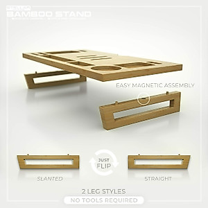 Bamboo Monitor / Laptop Stand by Stellar Importers | Desk Organizer | Riser | Cable and Airflow Management | Elevate Your Perspective