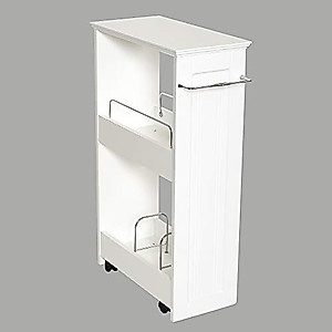 Zenna Home Slim Bath Shelves, Freestanding Moveable Bathroom Storage, White 8 Inch
