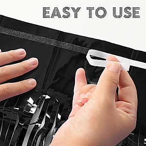 TOTAFAM White Fringe Curtains, Xtra Large Foil Fringe Curtains, Pack of 2 Foil White Backdrop Curtains Party Decorations for Birthday Wedding Bridal Shower Cocktail Christmas New Year Party